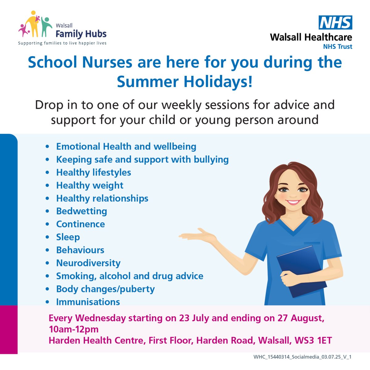 Summer support sessions for families - Walsall Healthcare NHS Trust